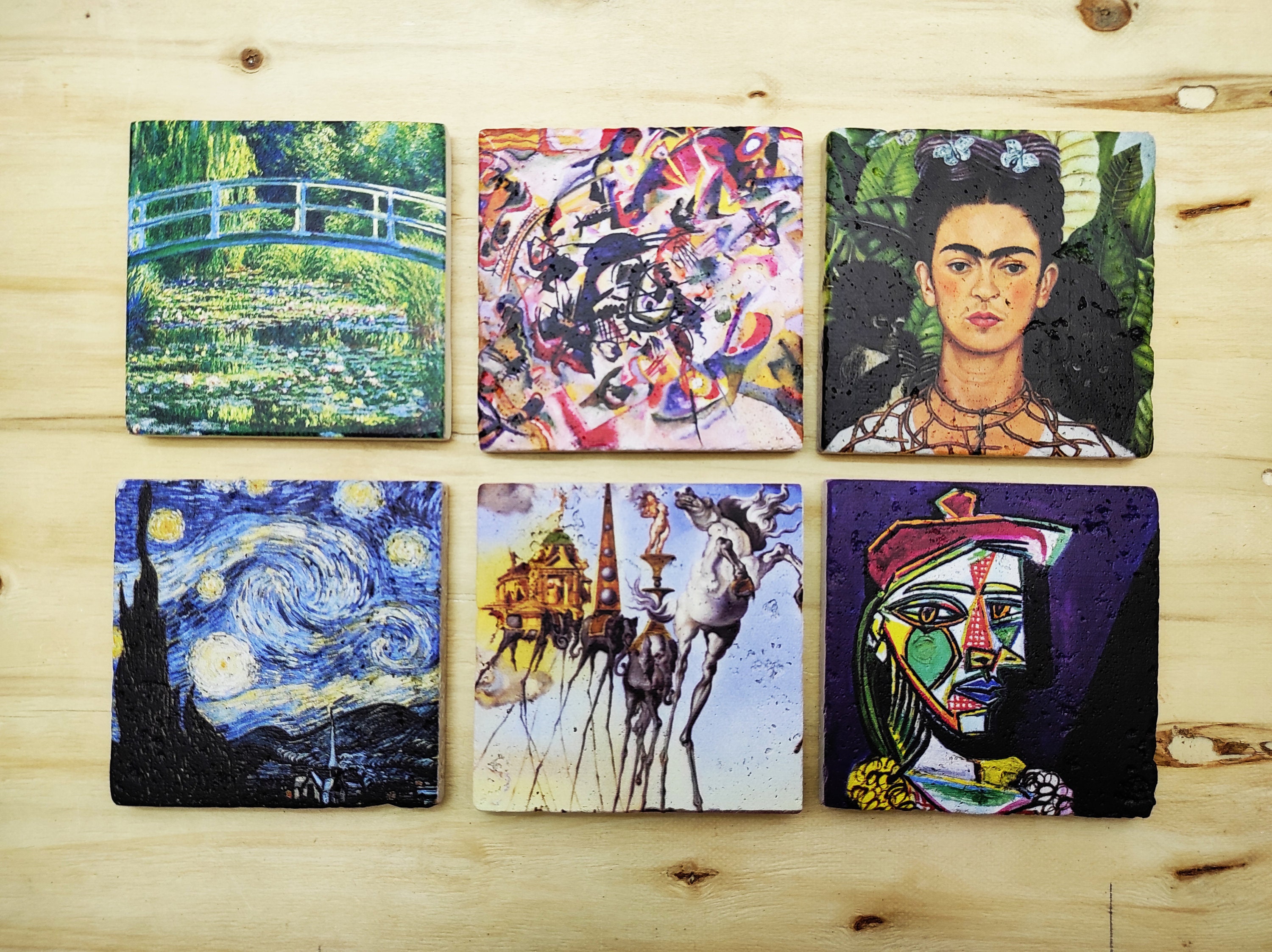 Van Gogh, Dali, Kandinsky, Frida, Monet, Picasso Teacup and Travertine ...