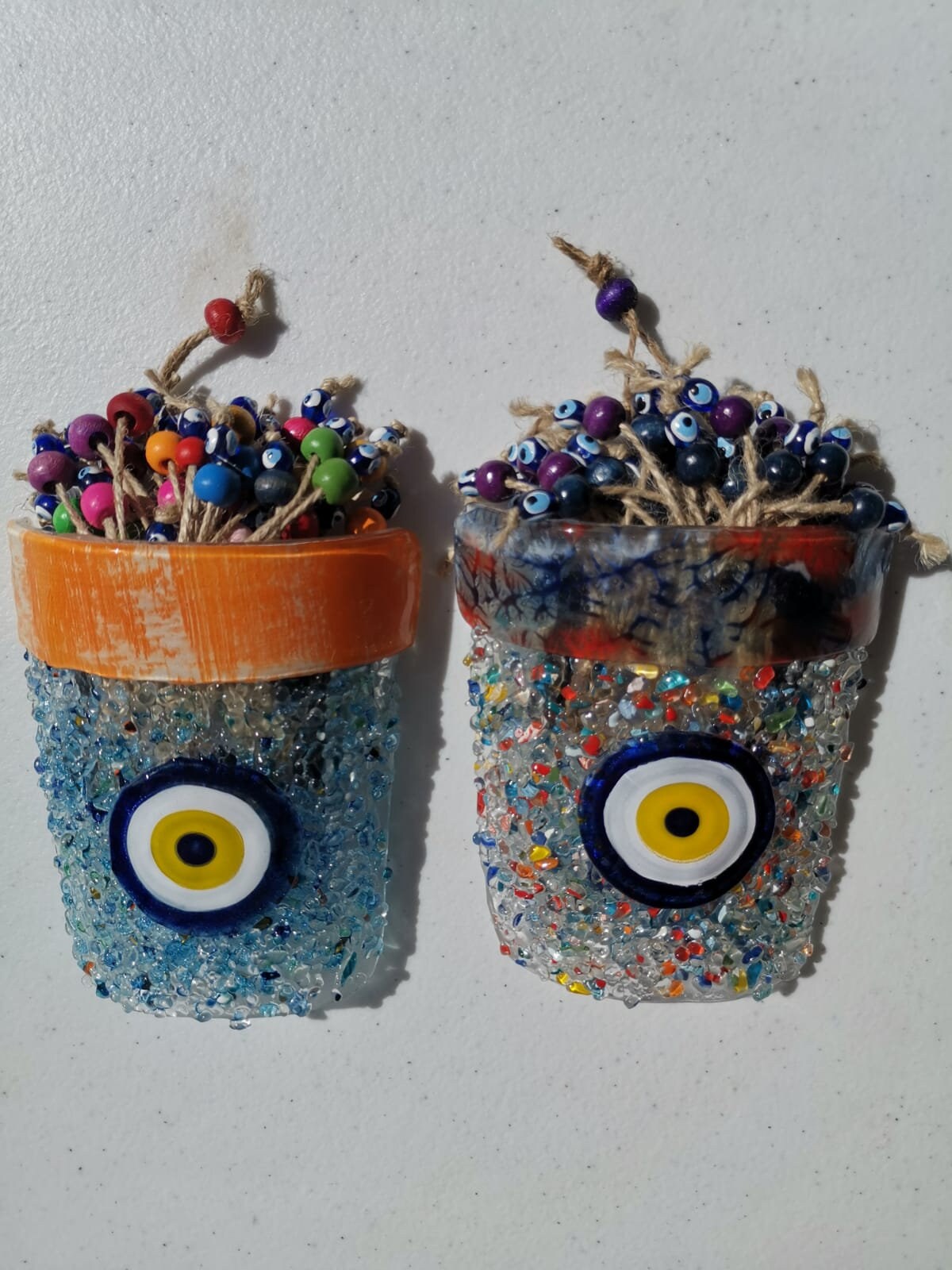 Handmade Fused Glass Evil Eye Pot Wall Hanging House Gift | Etsy