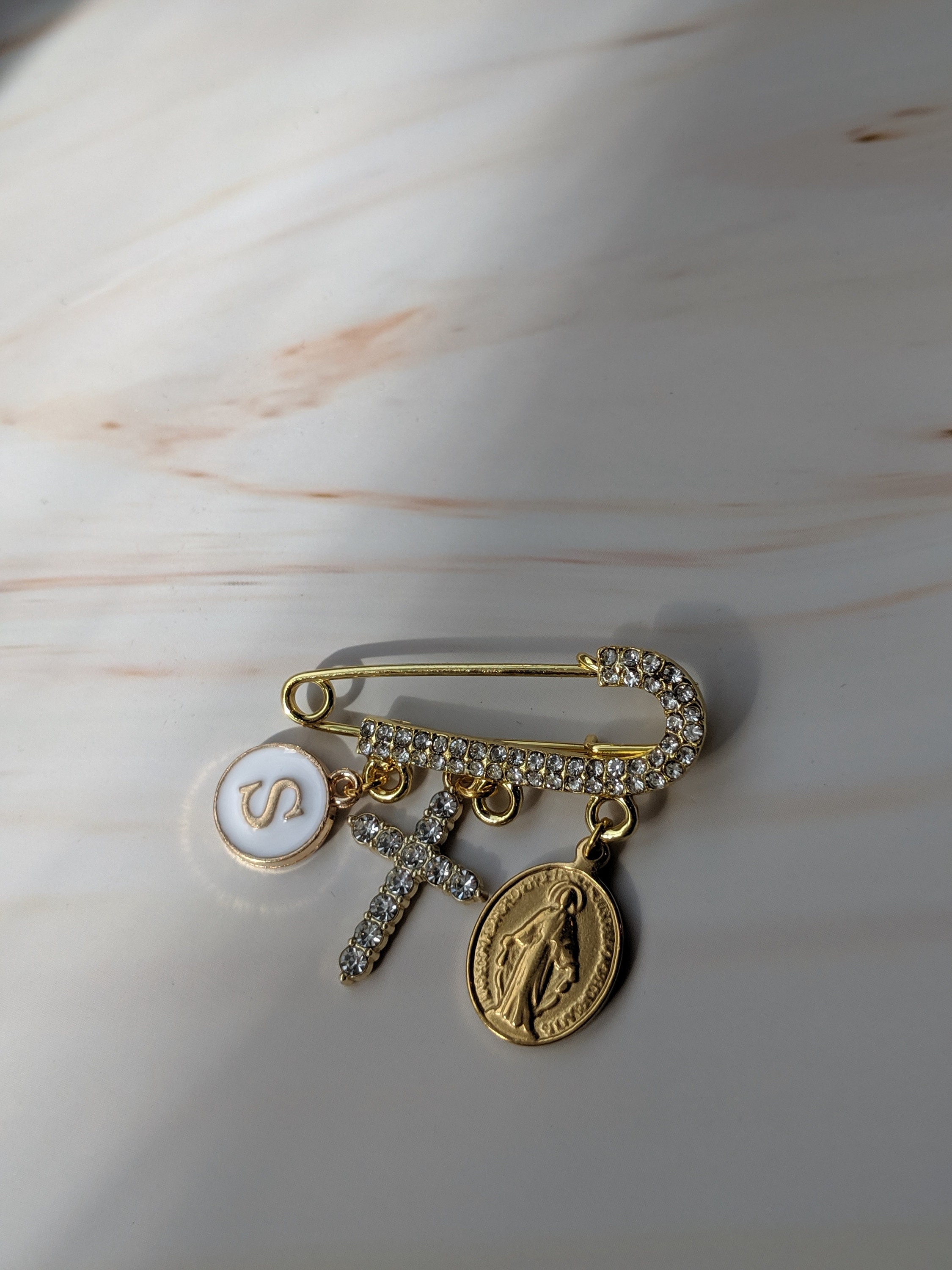 Personalized Baby Pin Virgin Mary Baby Brooch Baptism Pin | Etsy