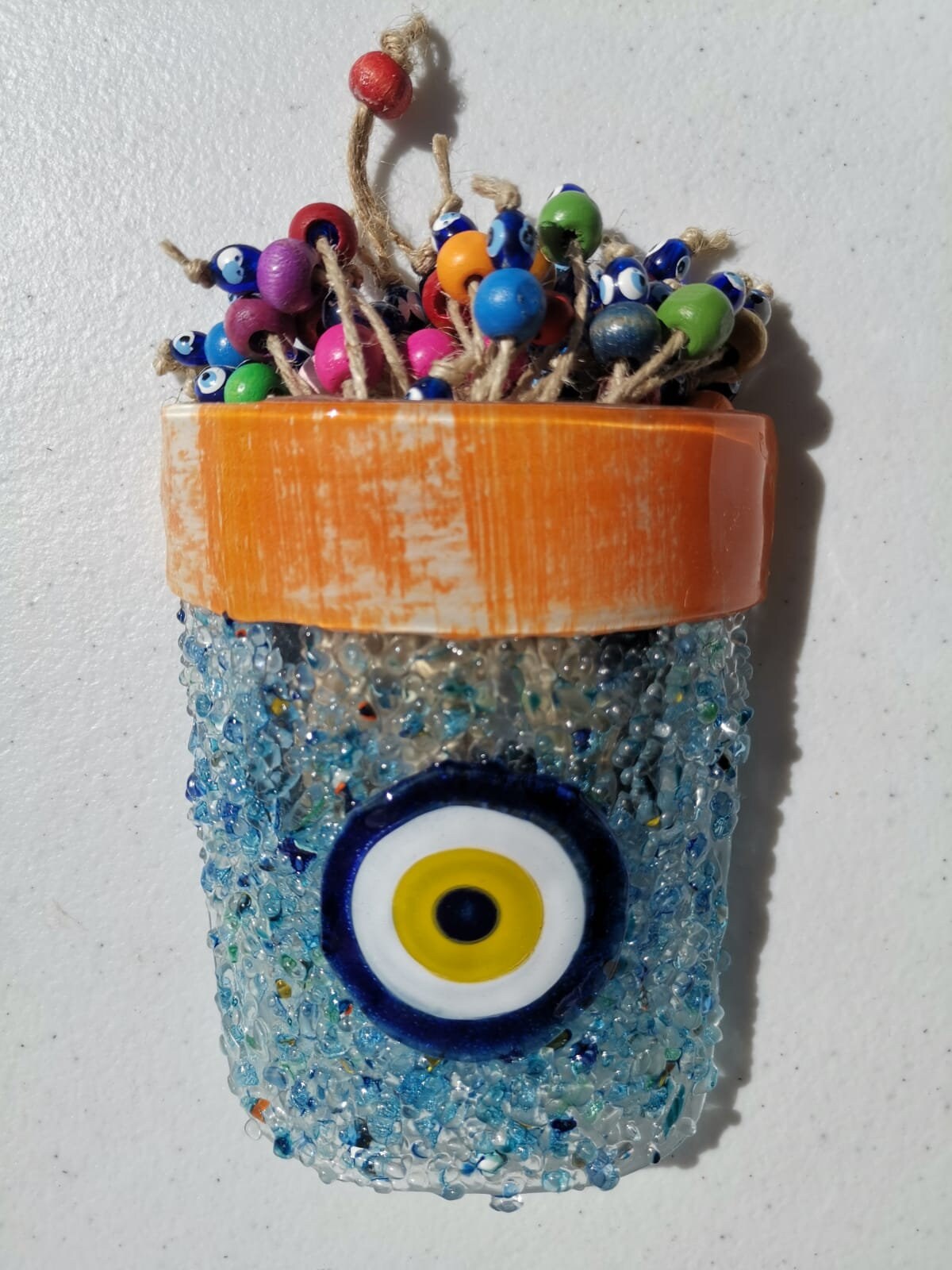 Handmade Fused Glass Evil Eye Pot Wall Hanging House Gift | Etsy