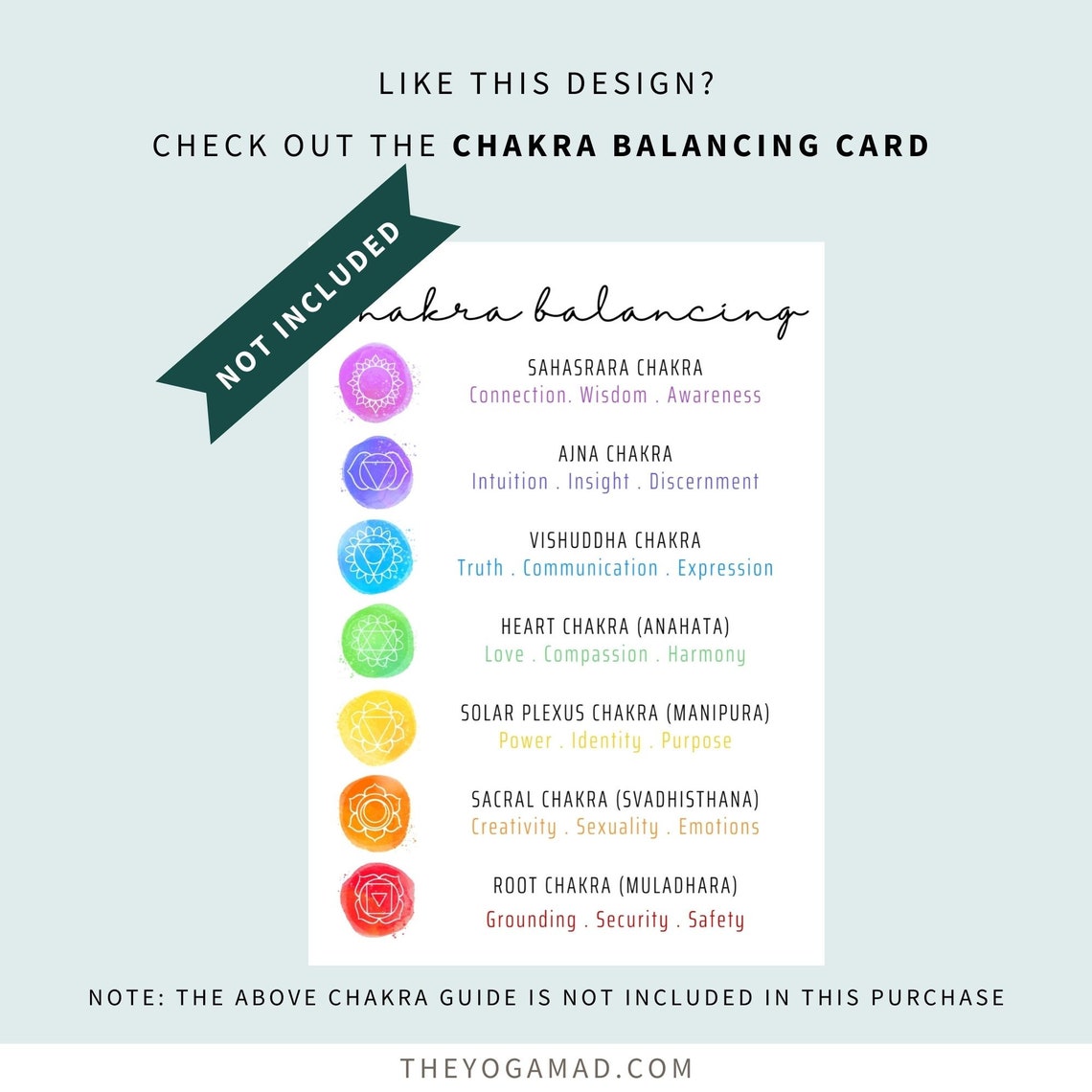 Chakra Affirmations Card 7 Chakras Chart Printable Download | Etsy