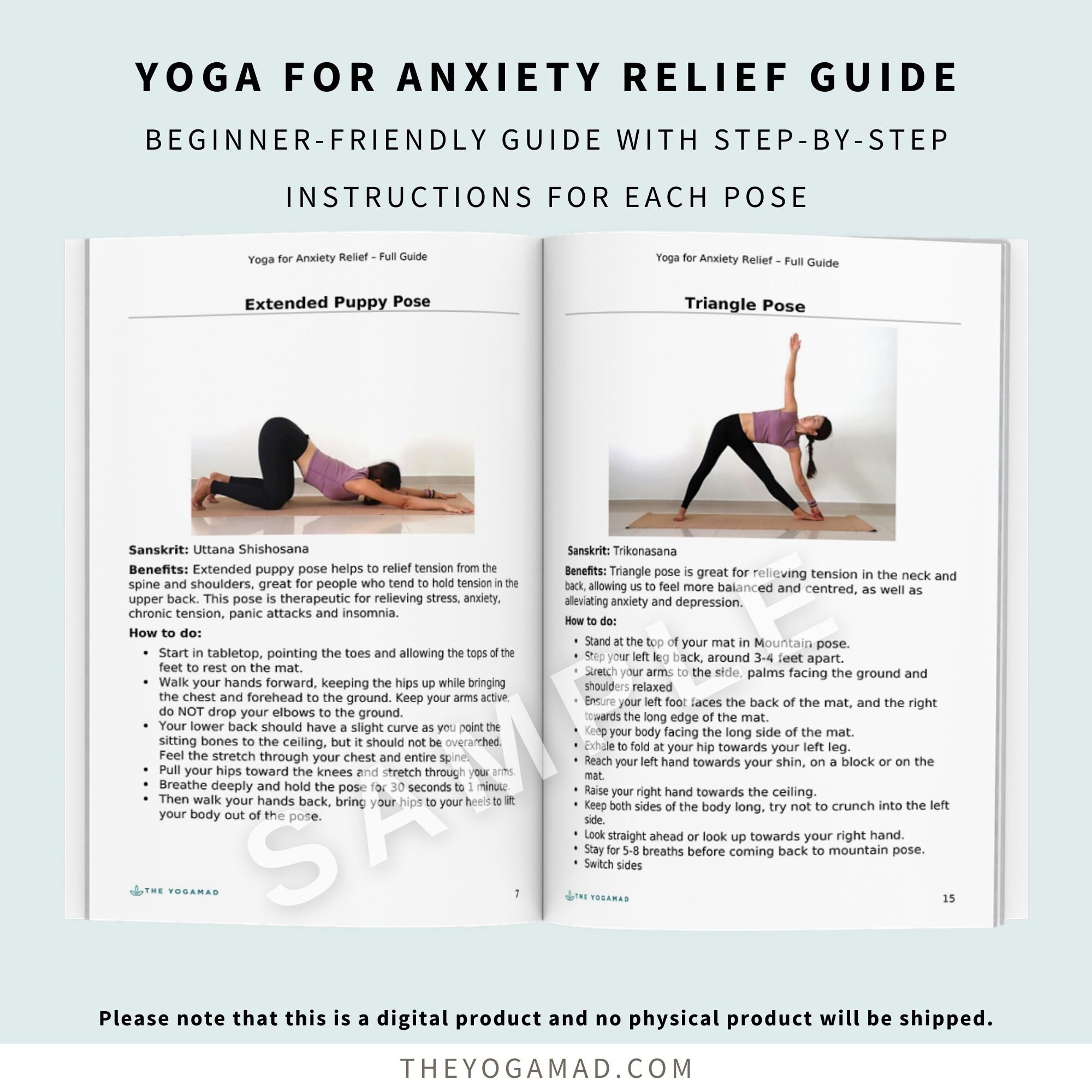 Yoga for anxiety relief: Poster AND Full Step-by-Step Guide | Etsy