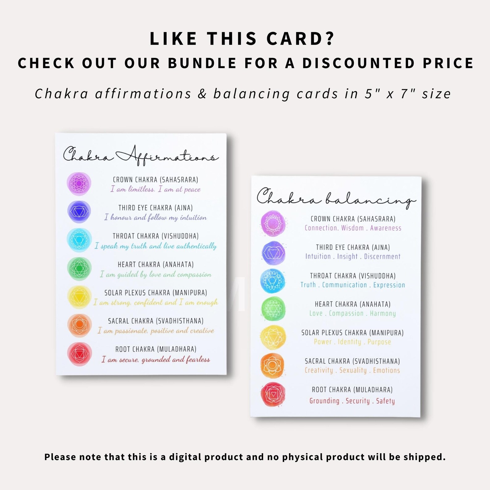 7 Chakras Card With Meaning chakra Balancing Printable Download - Etsy ...