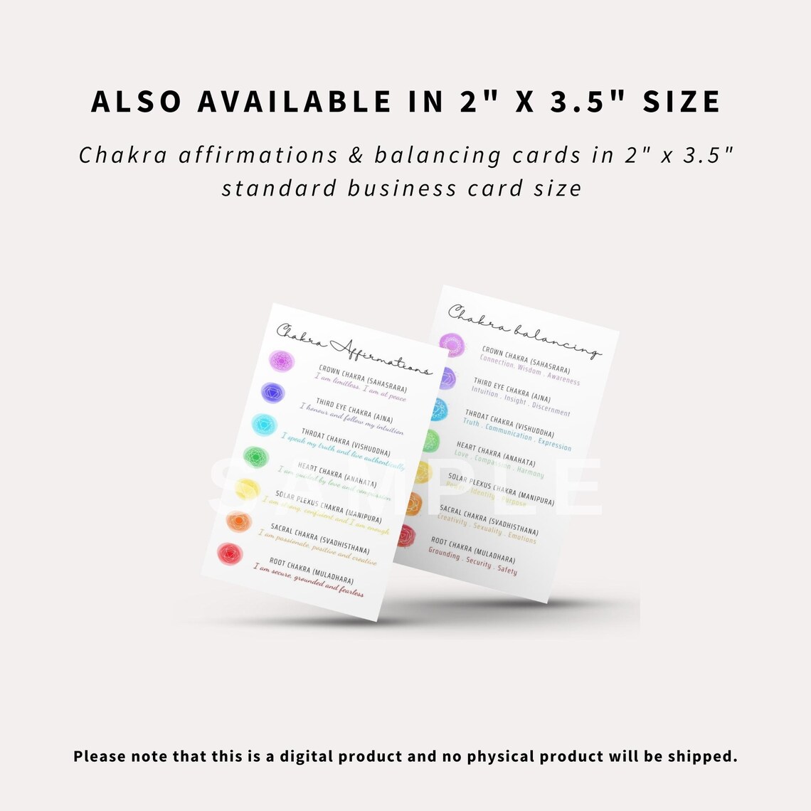 7 Chakras Card With Meaning chakra Balancing Printable Download - Etsy ...