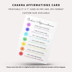 Chakra Affirmations Card | 7 Chakras Chart Printable Download ...