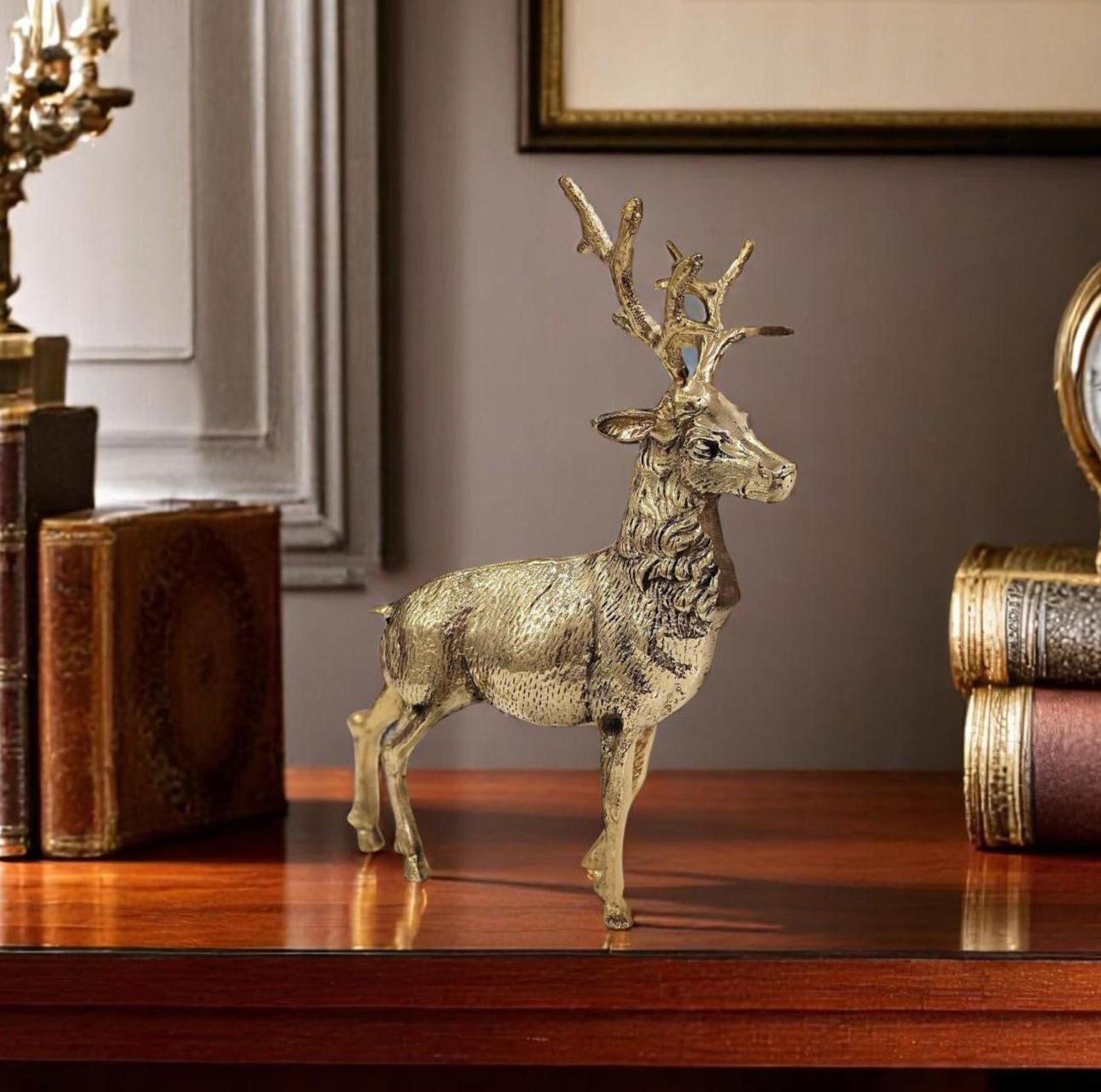 Handmade Brass Deer Figurine, Solid Brass Deer Statue, Brass Animals - Etsy