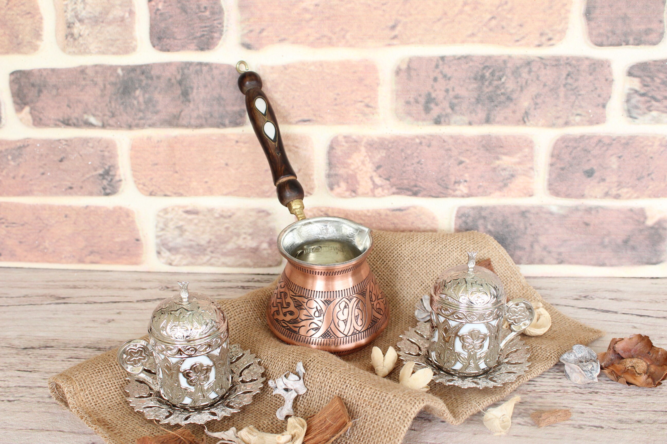 Turkish Coffee Set, Greek Coffee Set, Copper Coffee Pot, Coffee Cup ...