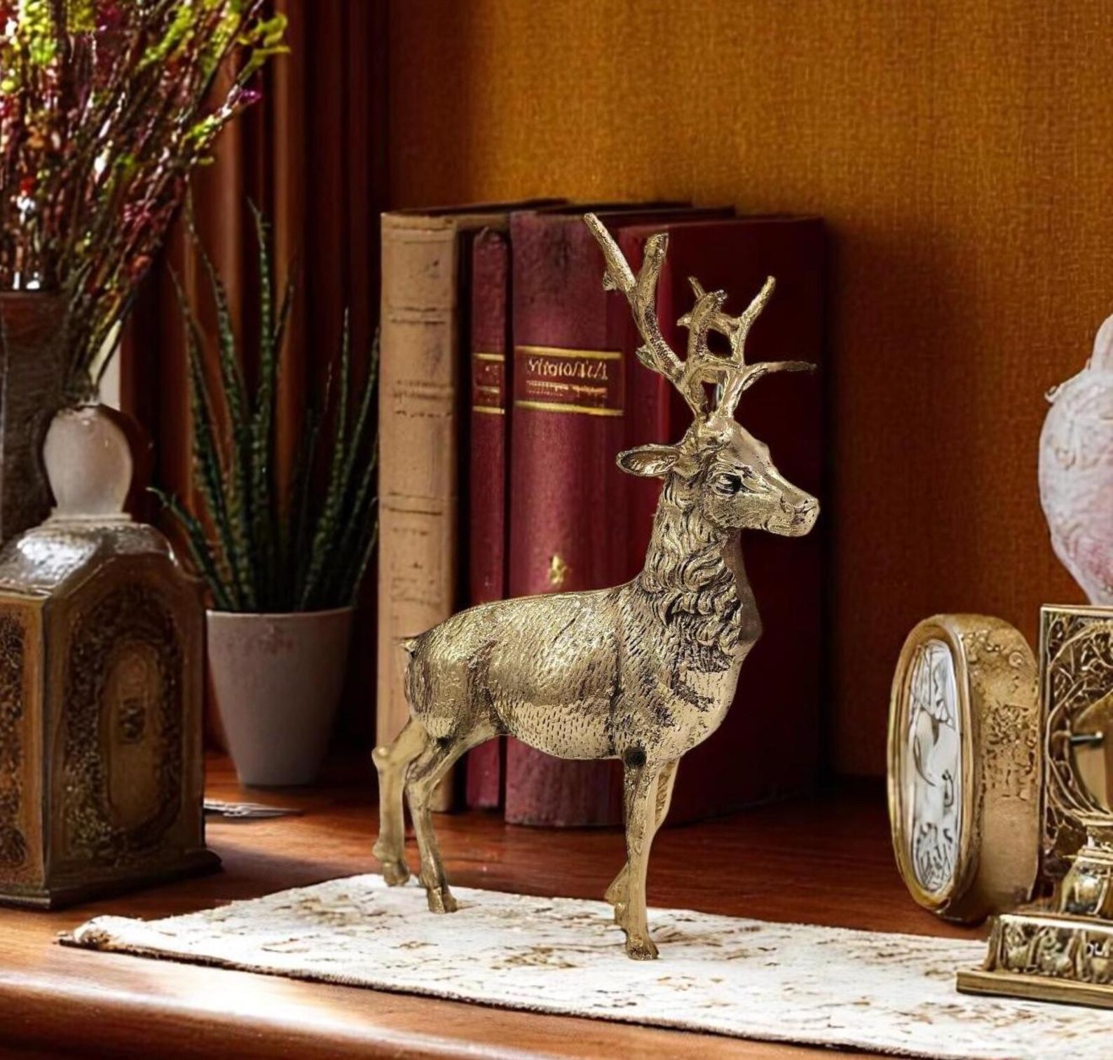 Handmade Brass Deer Figurine, Solid Brass Deer Statue, Brass Animals - Etsy