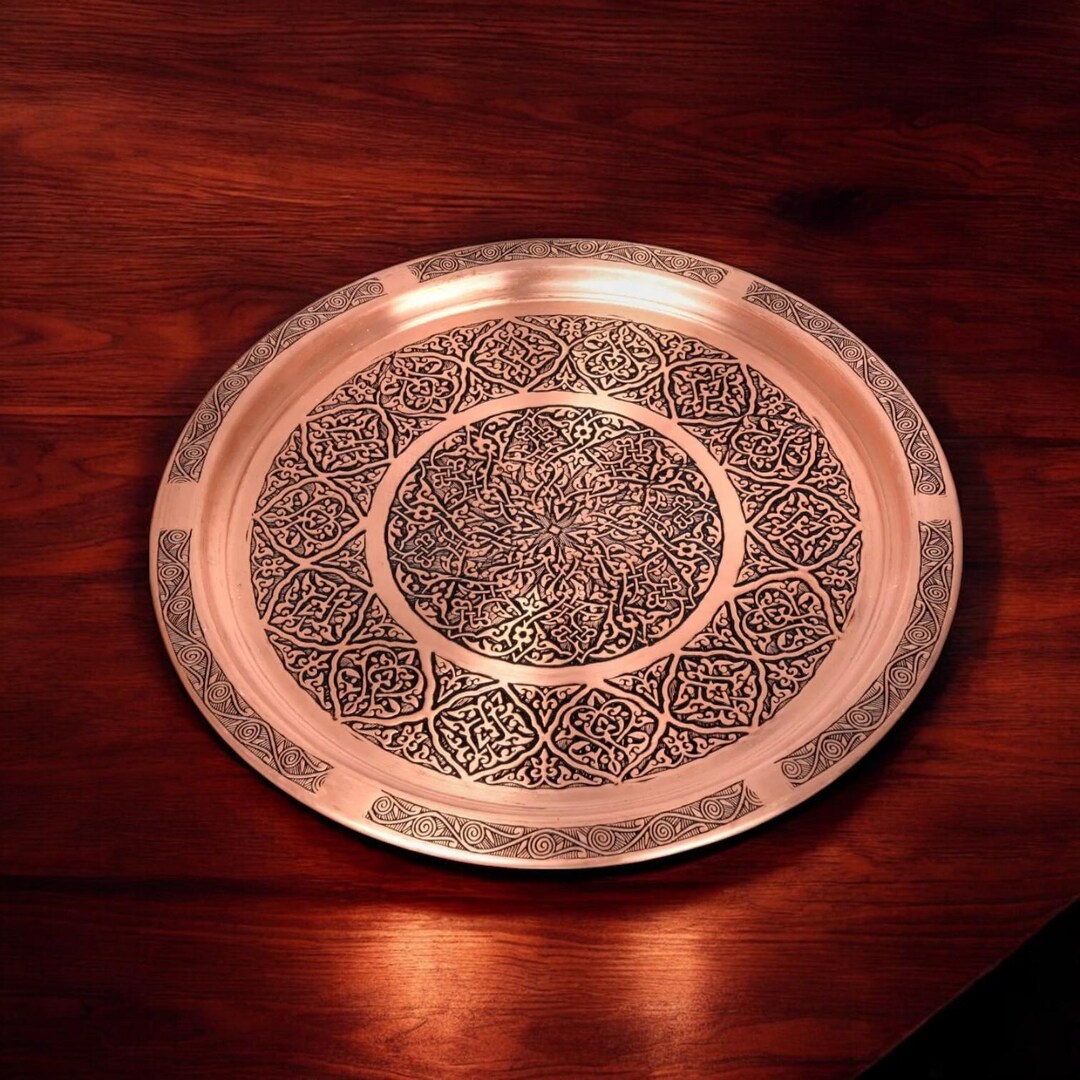 Handmade Turkish Copper Tray: Engraved Ottoman Serving Tray - Etsy