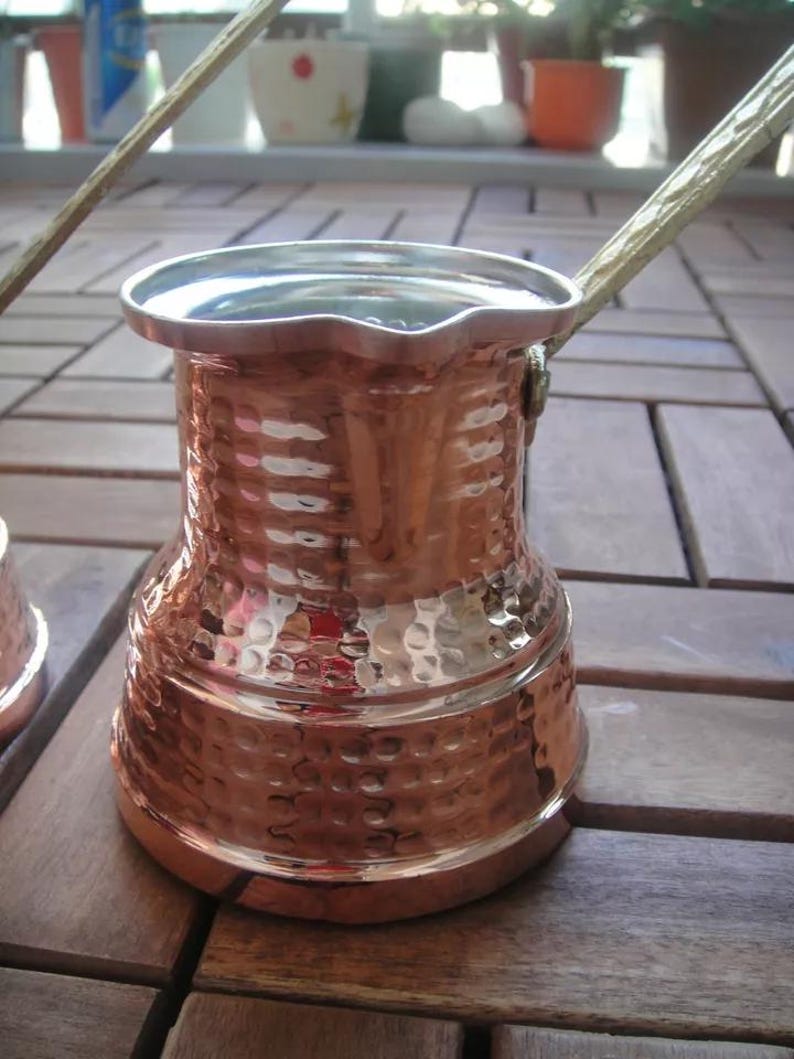 Handmade Copper Turkish Coffee Pot Set: Authentic Cezve With Brass ...