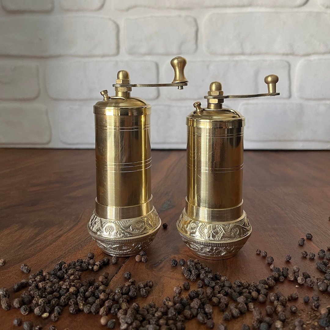 Traditional Turkish Brass Pepper Grinder, Handmade Mill, Spice Grinder ...