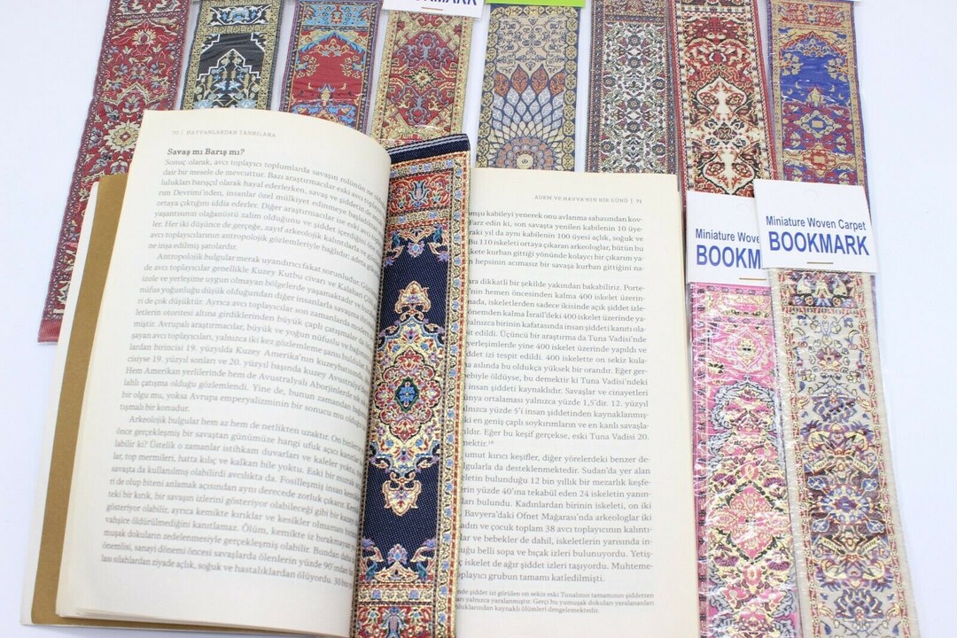 25 Bookmarks With Turkish Kilim Pattern, Woven Kilim Carpet Bookmarks ...