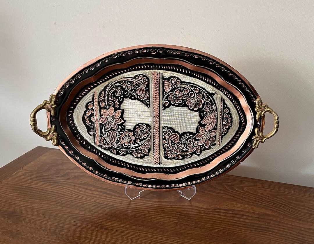 Copper Oval Tray, Turkish Copper Tray, Turkish Serving Tray, Copper ...