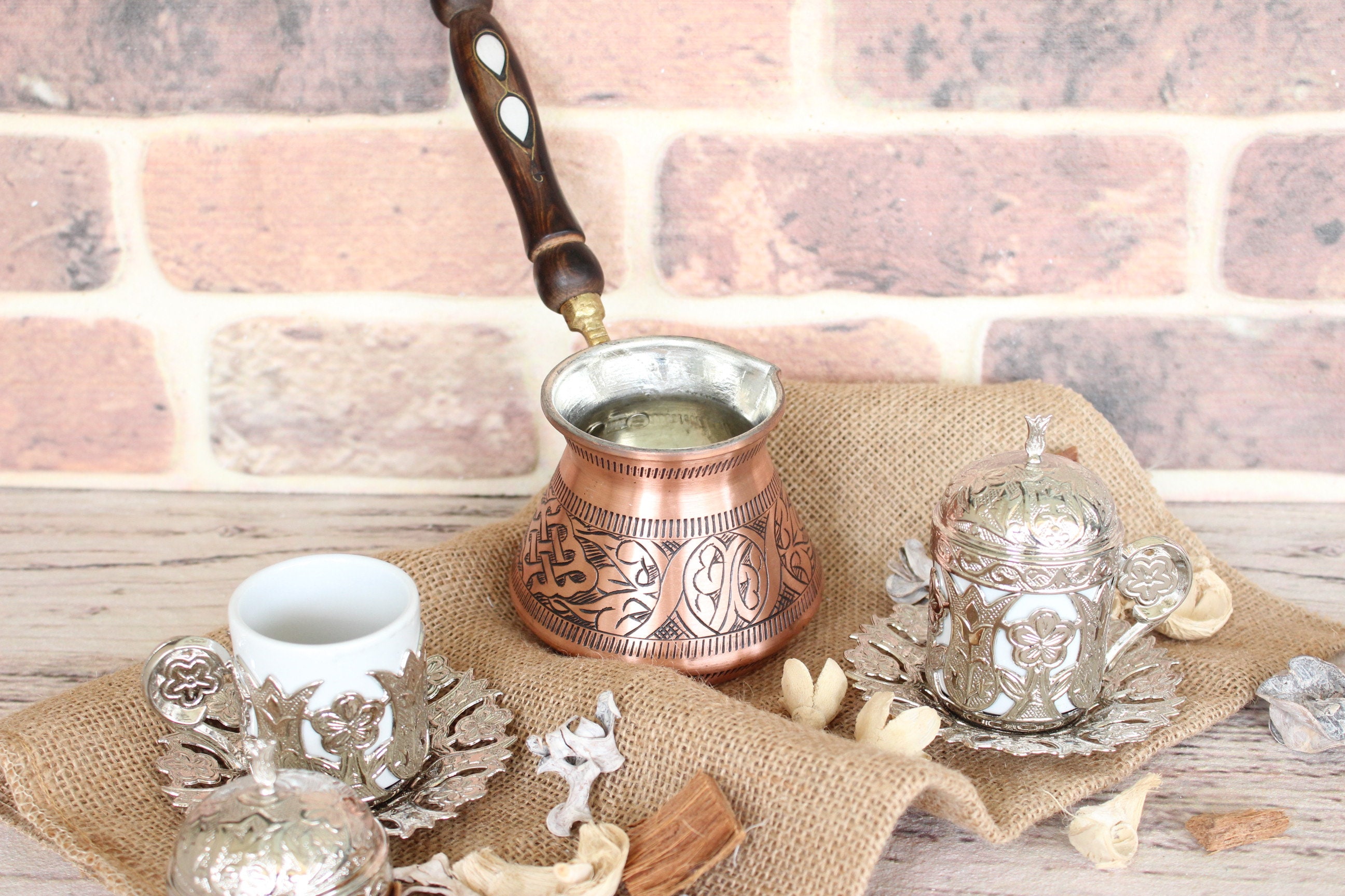 Turkish Coffee Set Greek Coffee Set Copper Coffee Pot - Etsy
