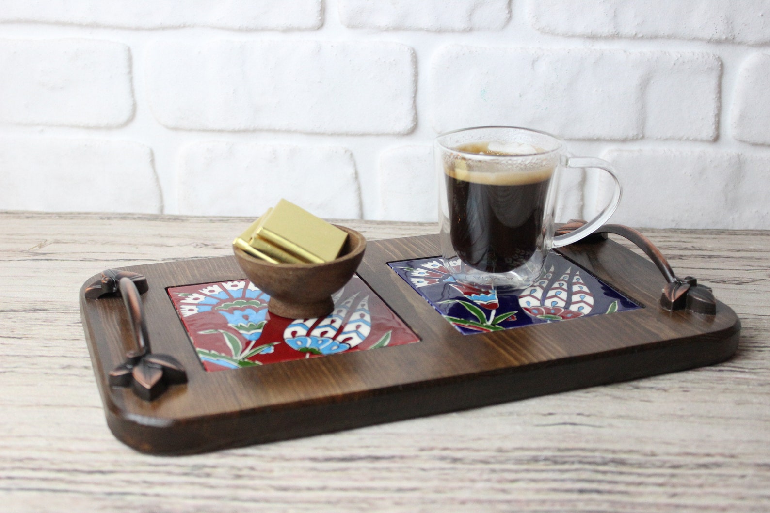 Handmade Wooden Tile Tray Coffee Serving Wood Tray - Etsy
