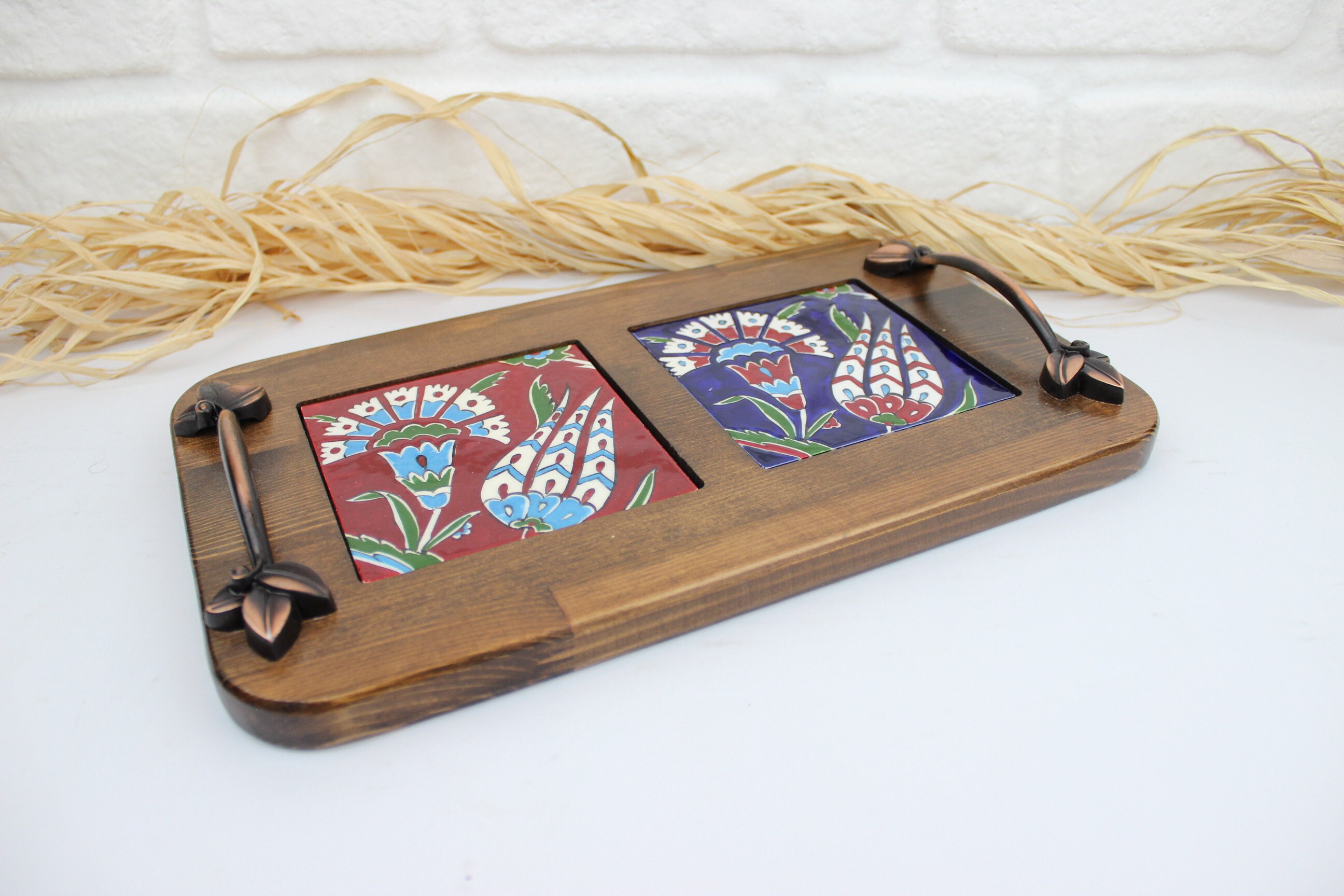 Handmade Wooden Tile Tray Coffee Serving Wood Tray - Etsy