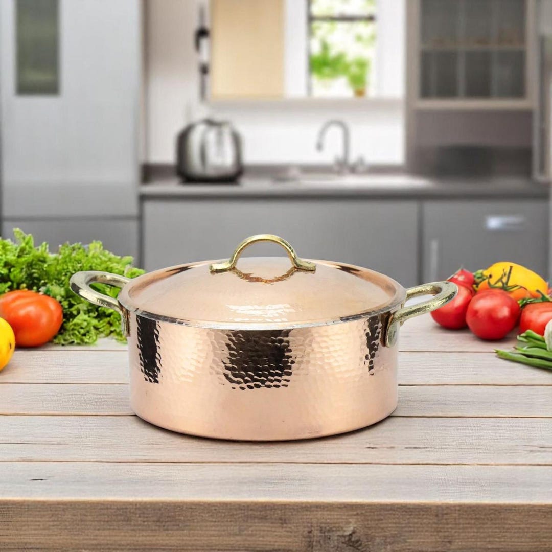 Copper Cooking Pot Set, Hand Hammered Copper Pot, Copper Cookware ...