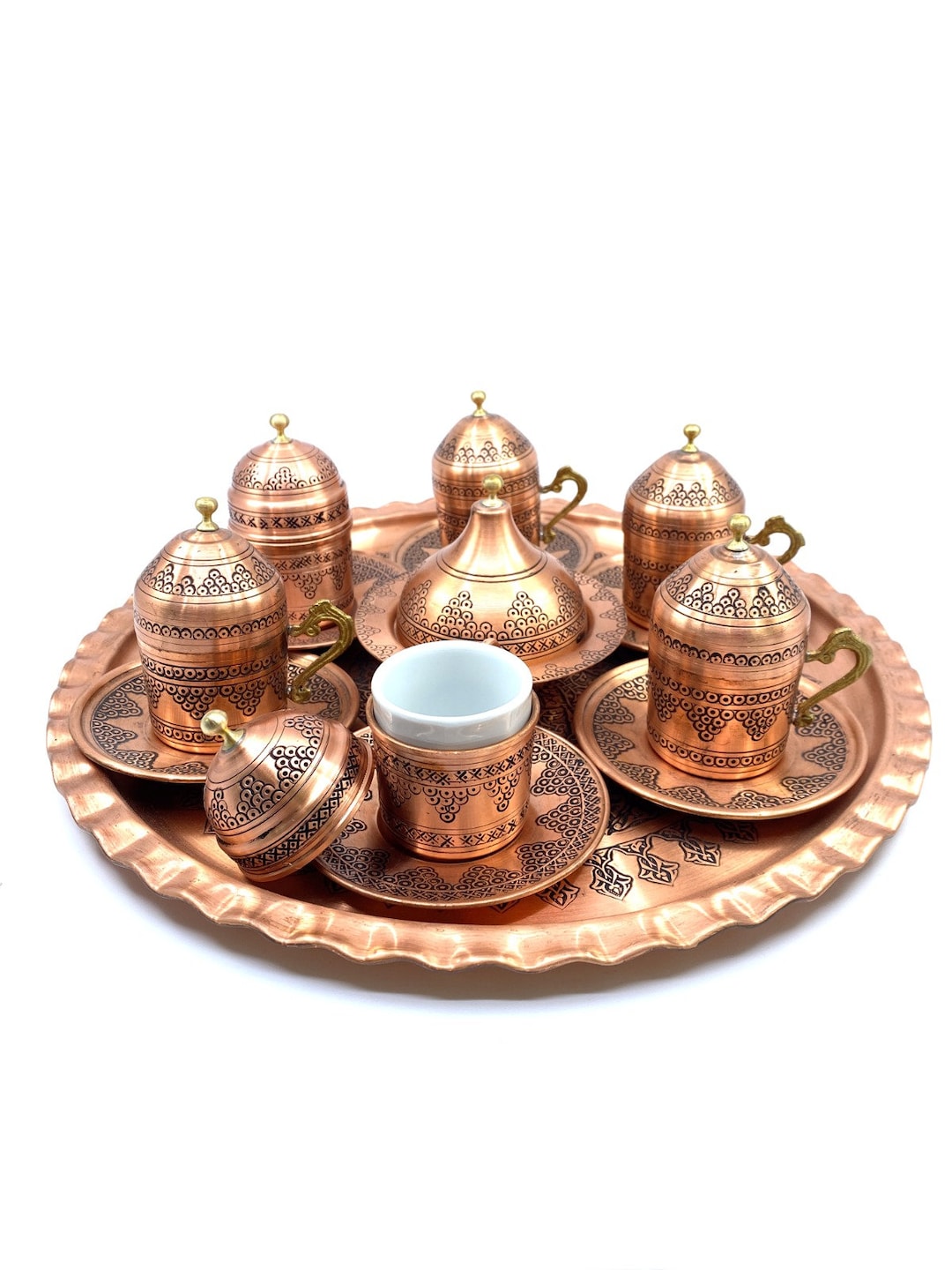 Handgemachtes Kupfer Türkisches Kaffee Espresso Servier Set für 6 ...