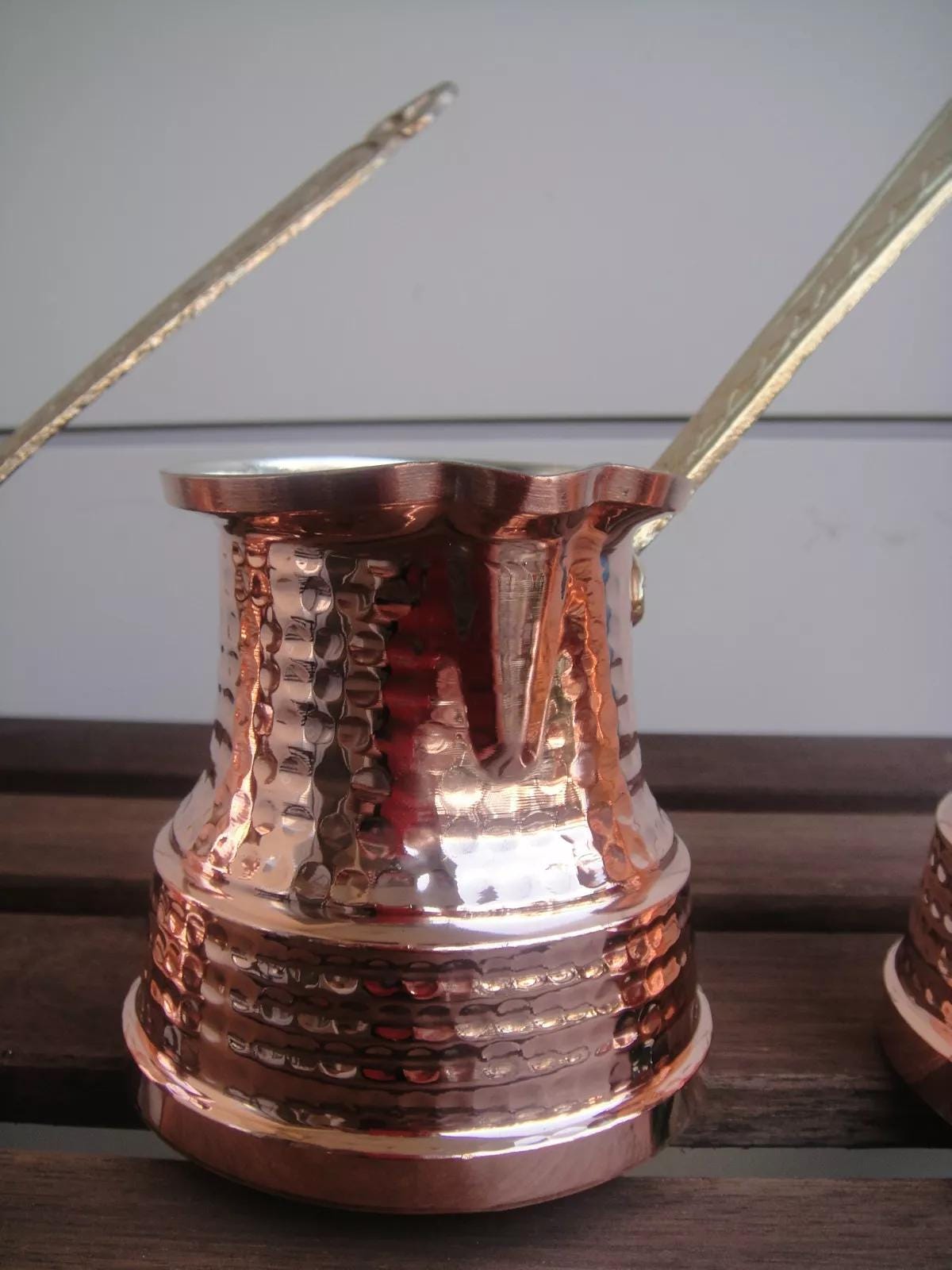 Handmade Copper Turkish Coffee Pot Set: Authentic Cezve With Brass ...