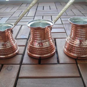 Handmade Copper Turkish Coffee Pot Set: Authentic Cezve With Brass ...