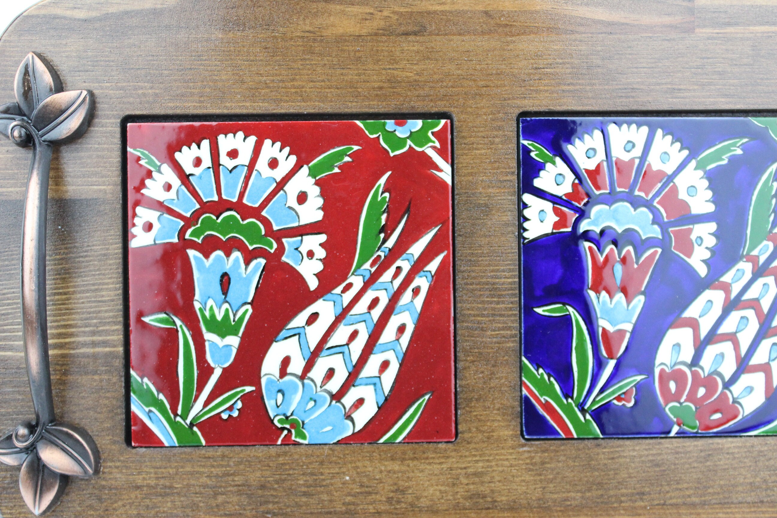 Handmade Wooden Tile Tray Coffee Serving Wood Tray - Etsy