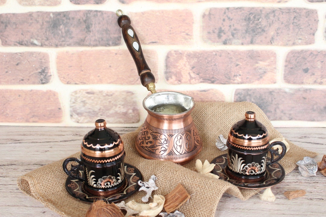Turkish Coffee Set, Greek Coffee Set, Copper Coffee Pot, Coffee Cup ...