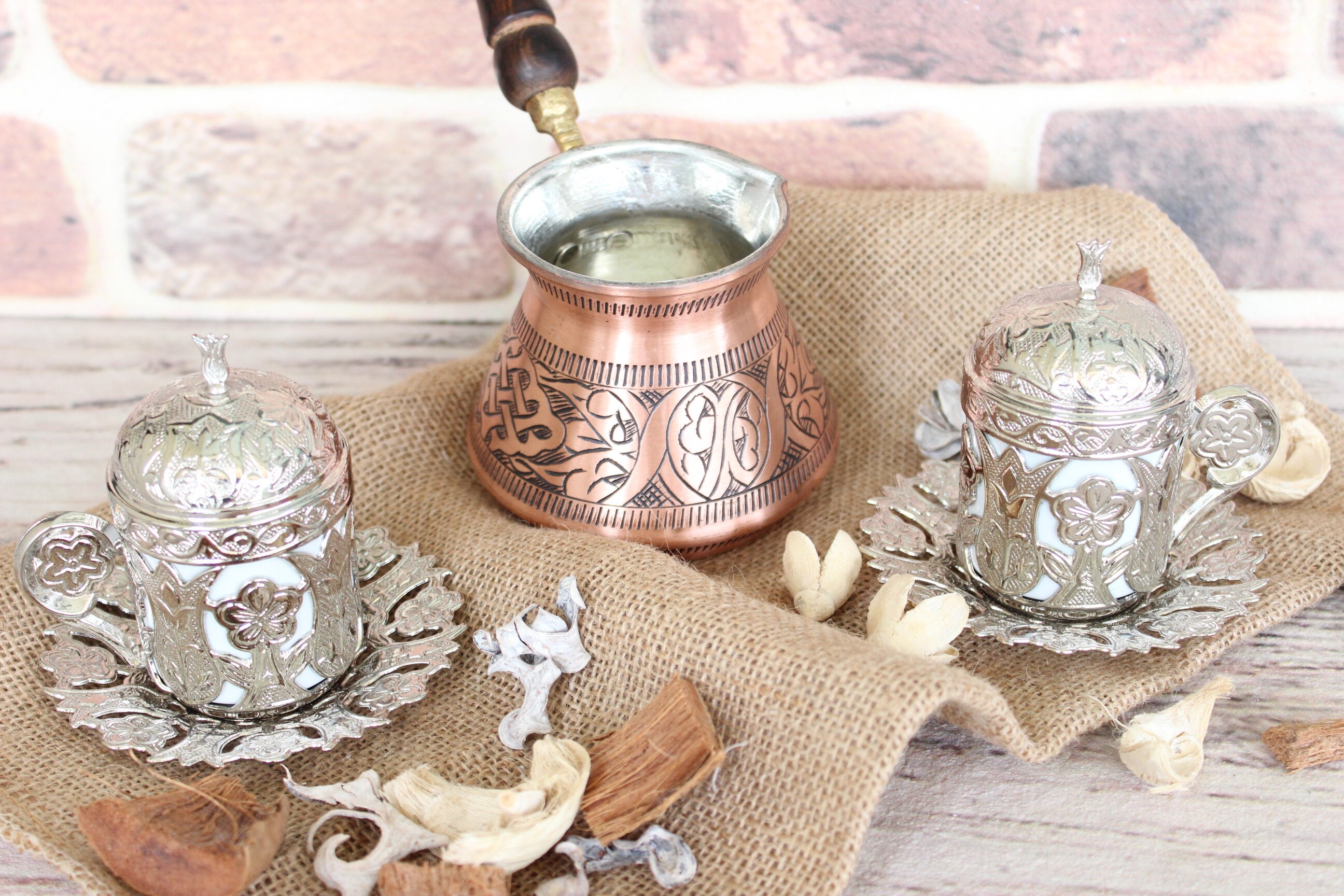 Turkish Coffee Set Greek Coffee Set Copper Coffee Pot - Etsy