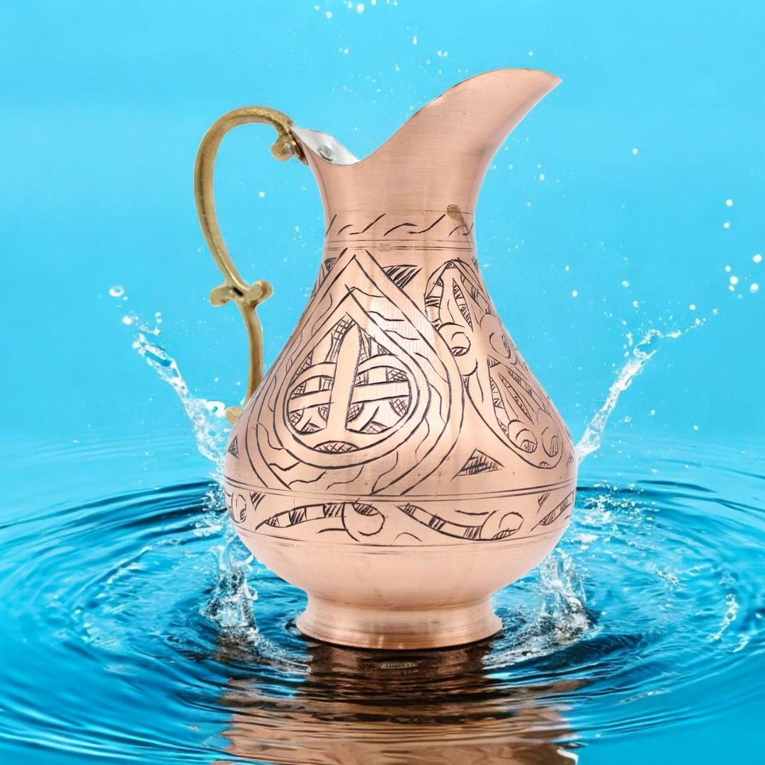 Handmade Tinned Copper Water Pitcher: Turkish Ottoman Style Ibrik - Etsy