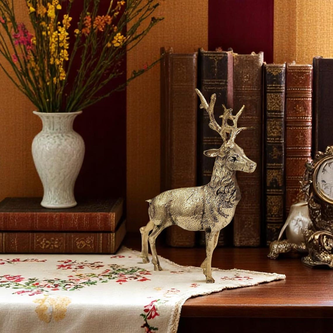 Handmade Brass Deer Figurine, Solid Brass Deer Statue, Brass Animals - Etsy