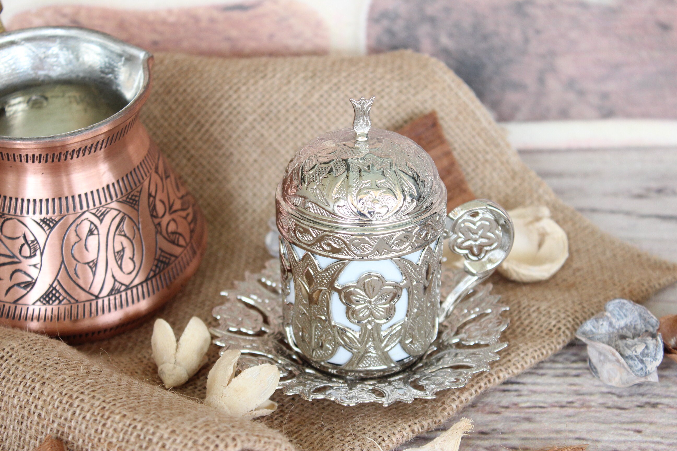 Turkish Coffee Set Greek Coffee Set Copper Coffee Pot - Etsy