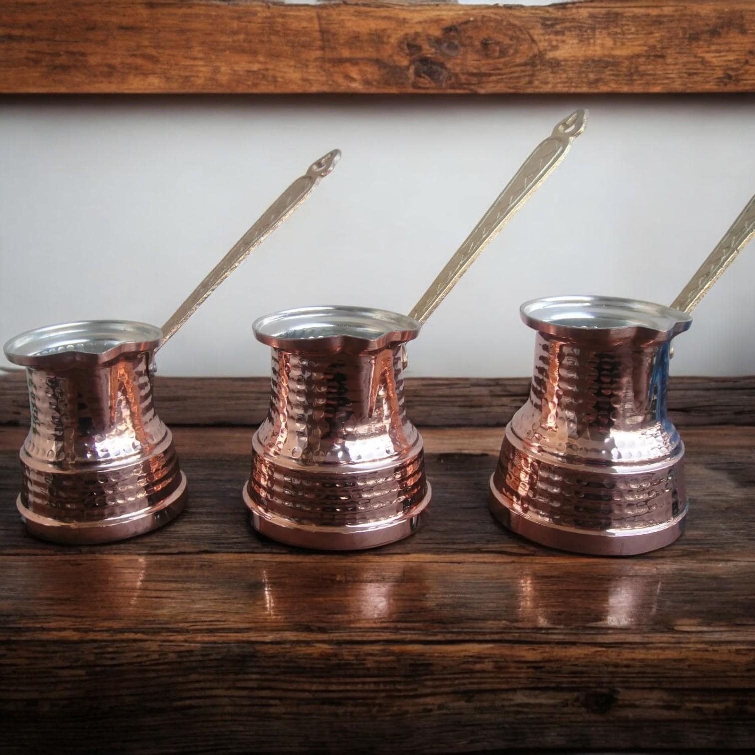 Handmade Copper Turkish Coffee Pot Set: Authentic Cezve With Brass ...