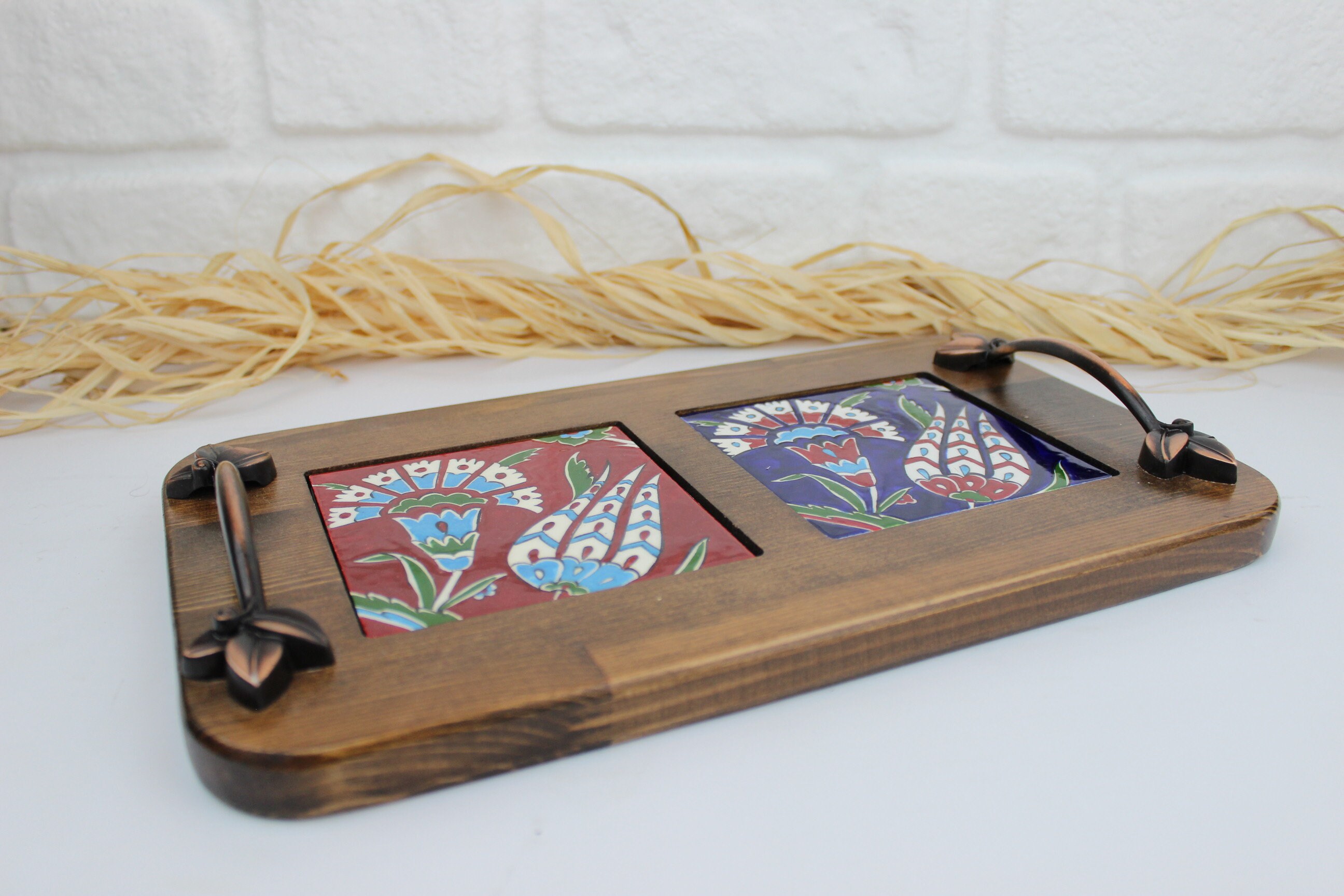 Handmade Wooden Tile Tray Coffee Serving Wood Tray - Etsy