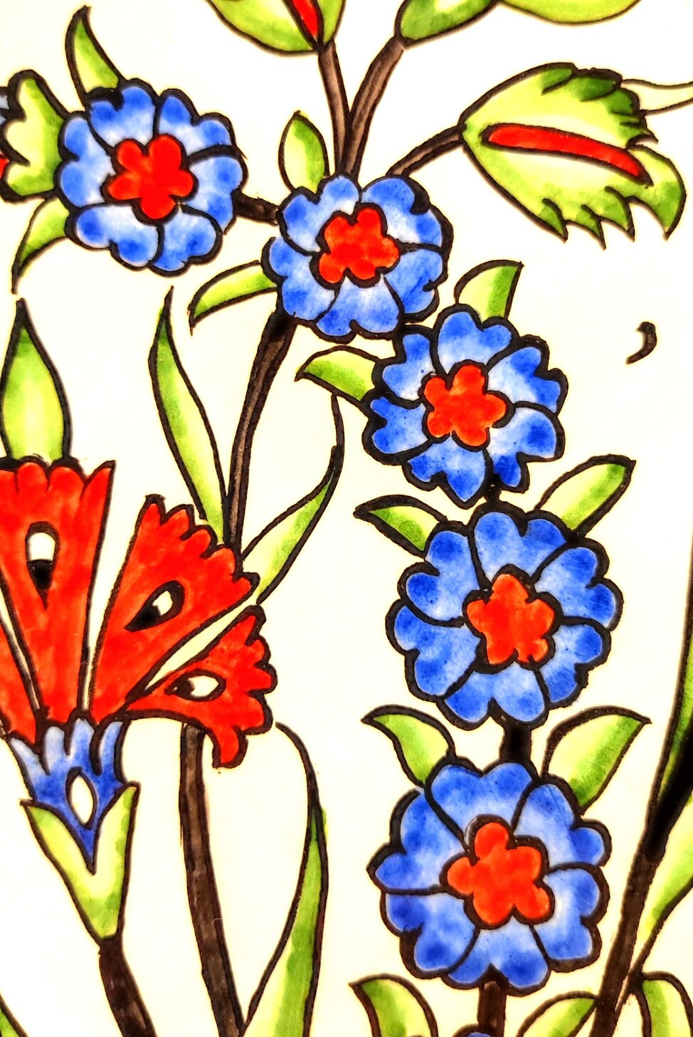 10'' Turkish Iznik Tile Ceramic Plate Tile Tulip Painting Wall Hanging ...