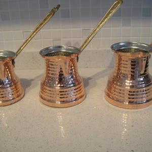 Handmade Copper Turkish Coffee Pot Set: Authentic Cezve With Brass ...