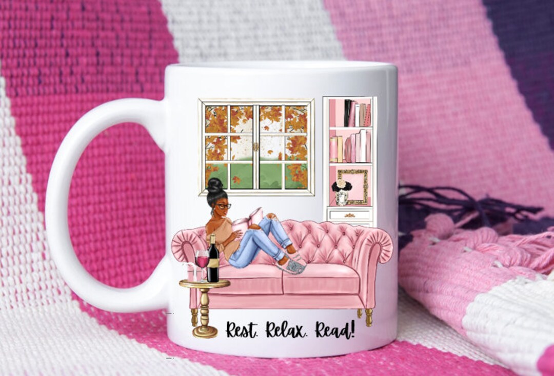 11 Oz, Sublimated, Ceramic Mug, Rest, Relax, Read, Coffee Mug, Tea Mug ...