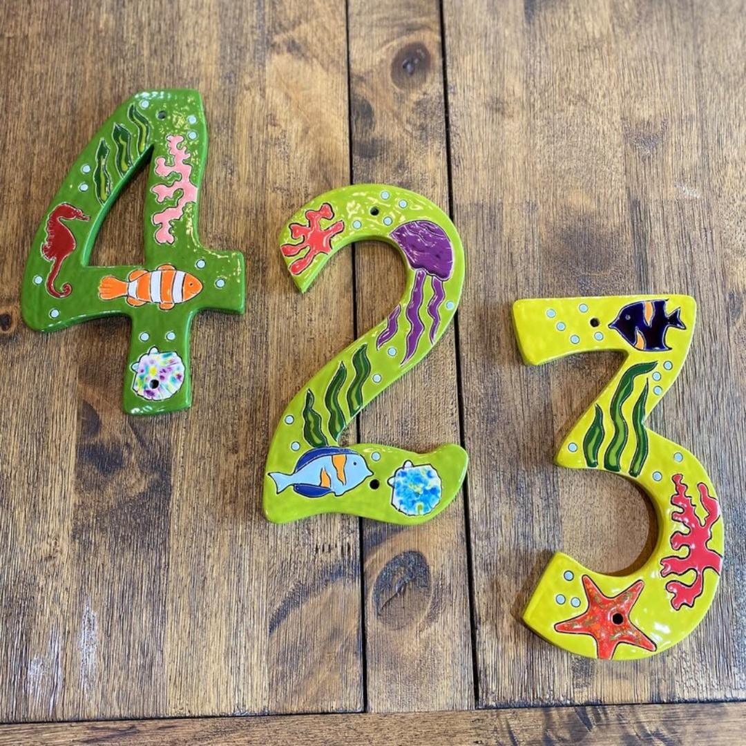 Custom House Numbers Tile With Tropical Fish/ Coastal Address Sign ...