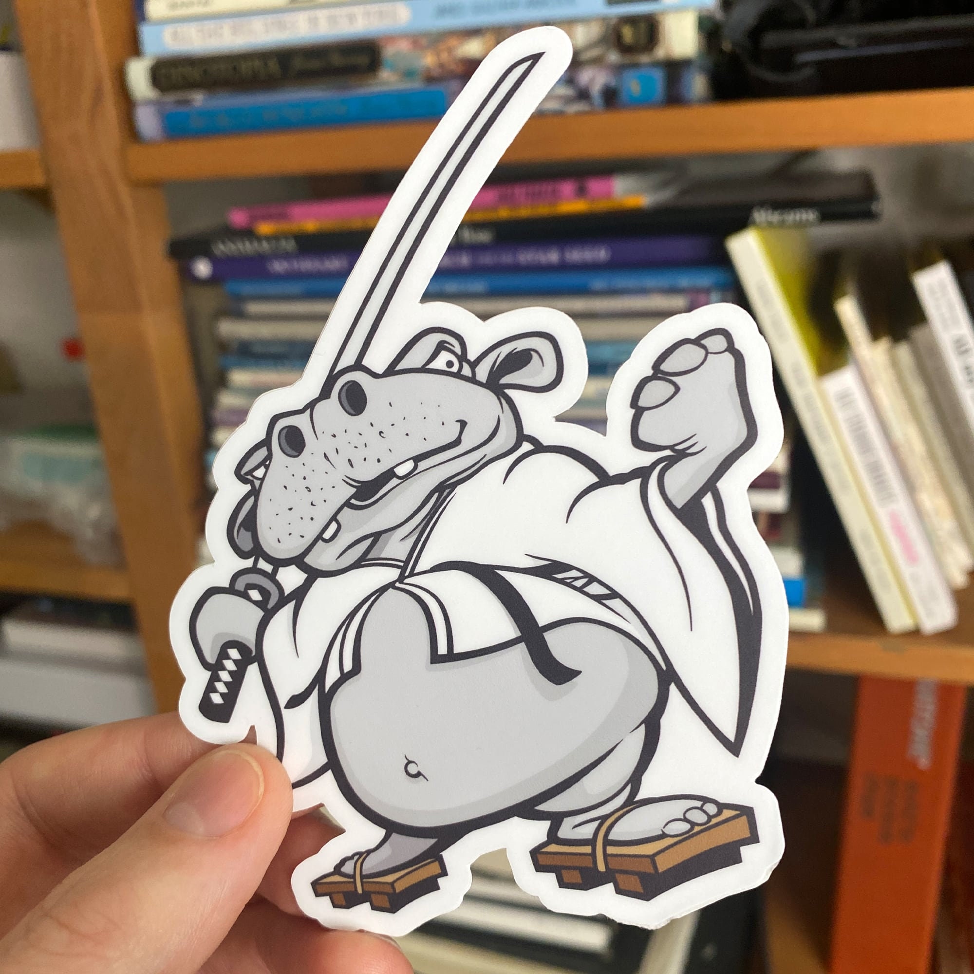 Samurai Hippo Vinilo Sticker / Ideal para botella de agua & Portátil ...