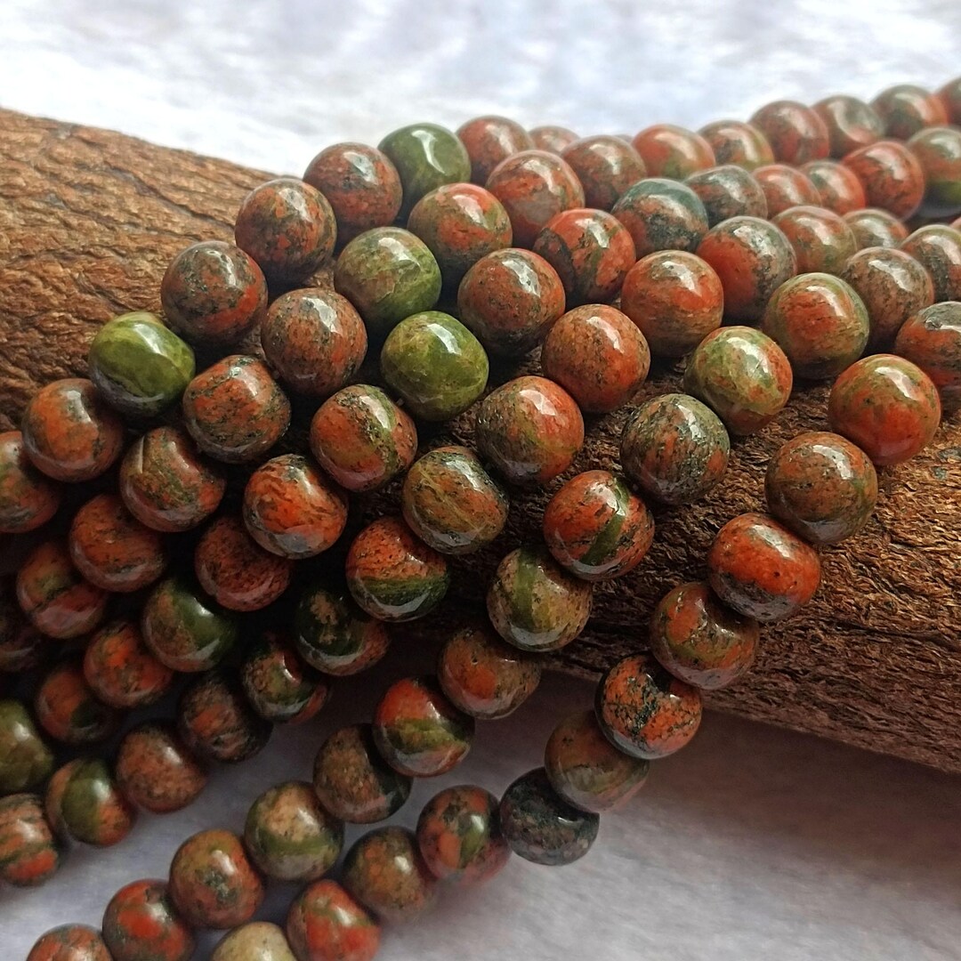 Unakite Jasper Beads Strand - Olive Green and Red Gemstone Perfect ...