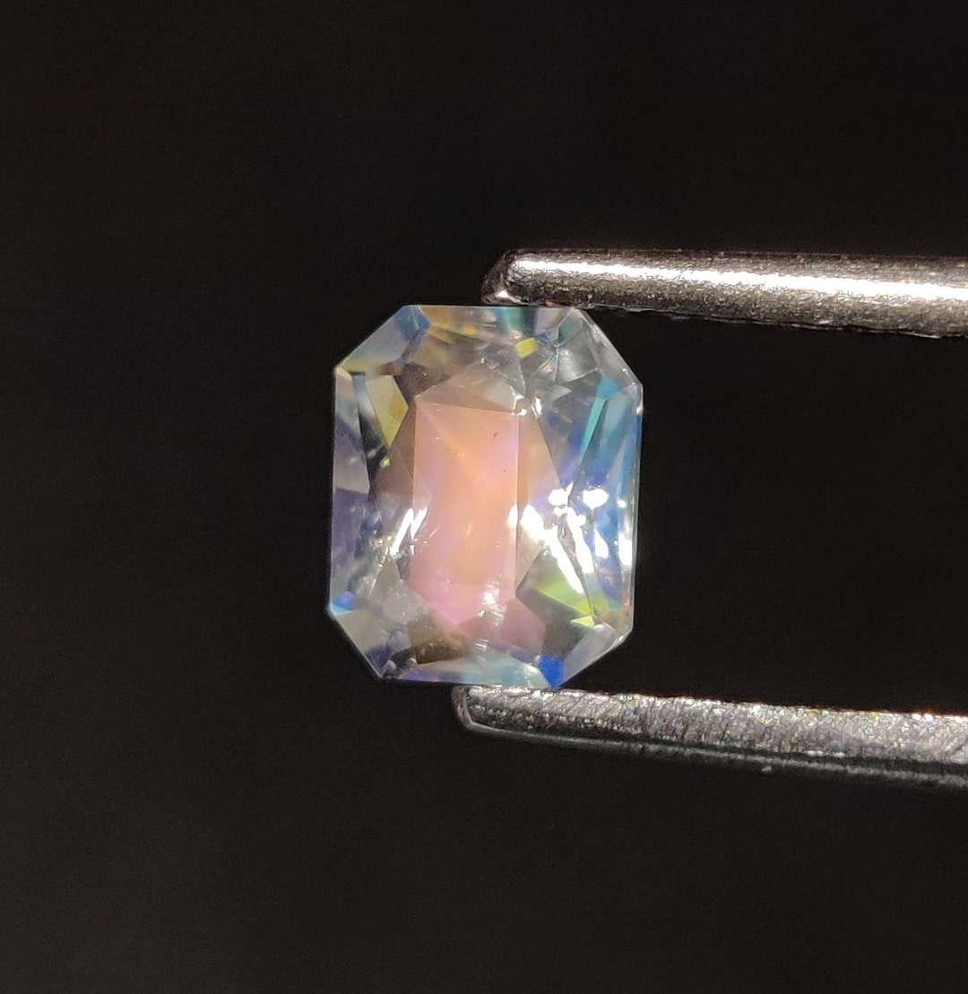 Rainbow Andesine ( Labradorite ) Pink Multi Color Unique Stone Octagon ...