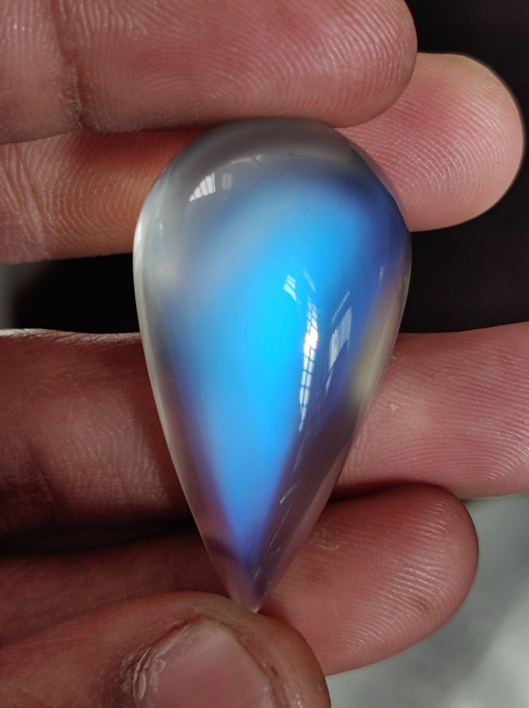 Royal Blue Moonstone biggest SIZE Pear Extra Unique Quality Rarest Size ...