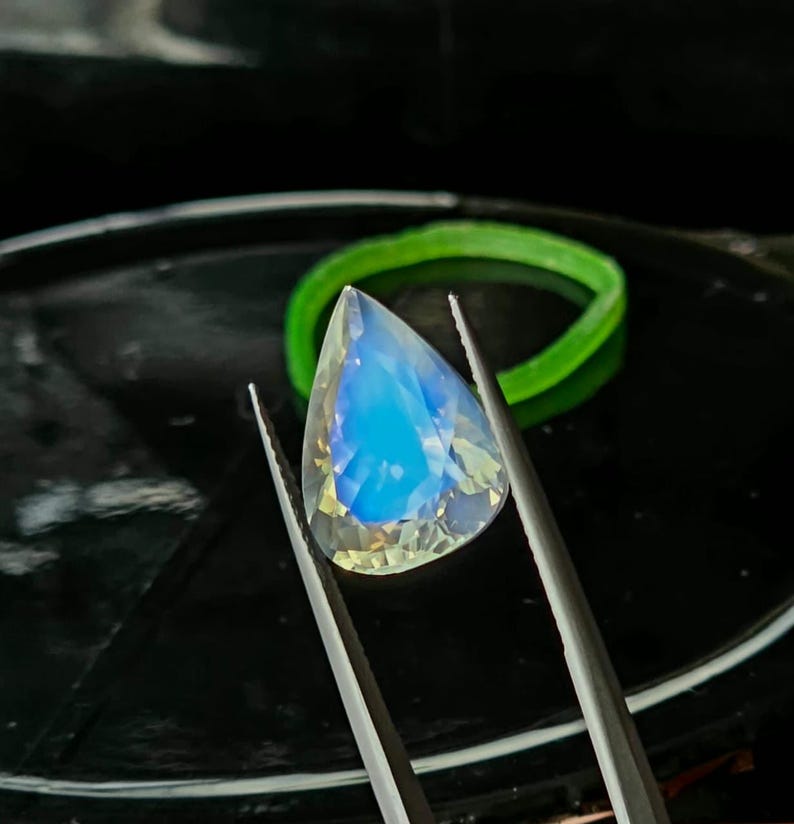 Royal Blue Faceted Moonstone 100% Natural Moonstone Pear Shape Gemstone ...