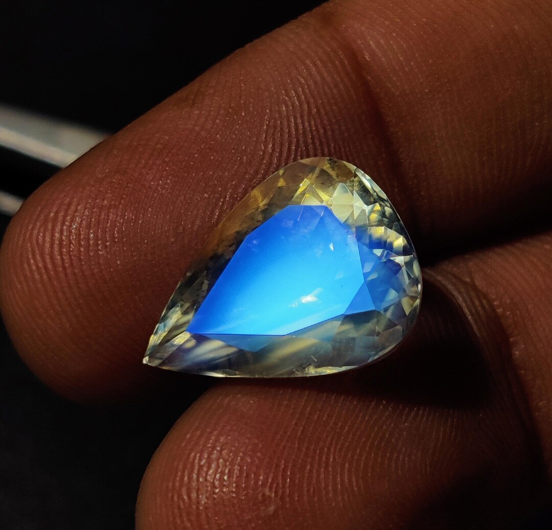 Royal Blue Faceted Moonstone 100% Natural Moonstone Pear Shape Gemstone ...