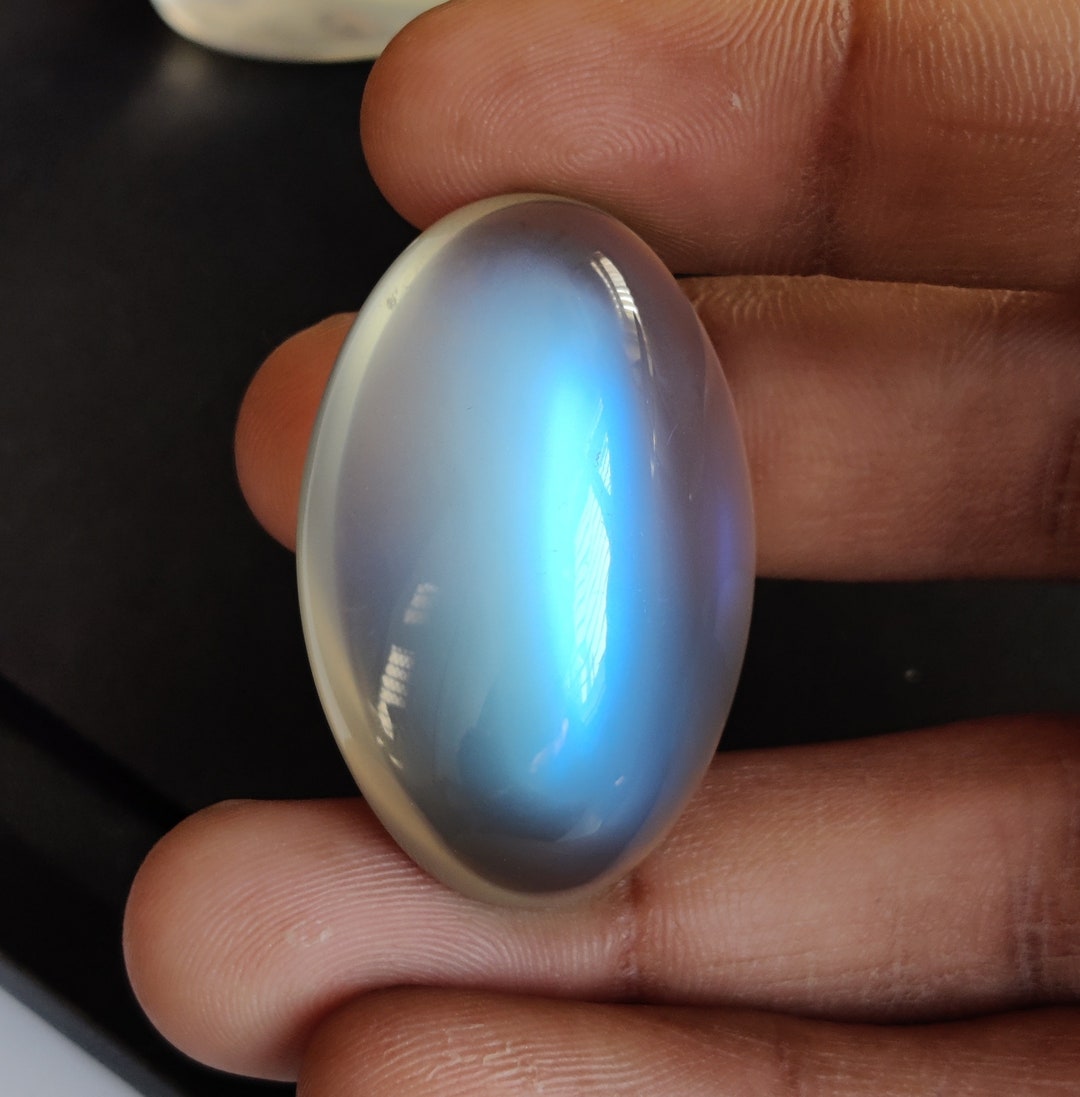 Rainbow Blue Moonstone " BIGGEST SIZE Oval" Extra Unique Quality Rarest ...