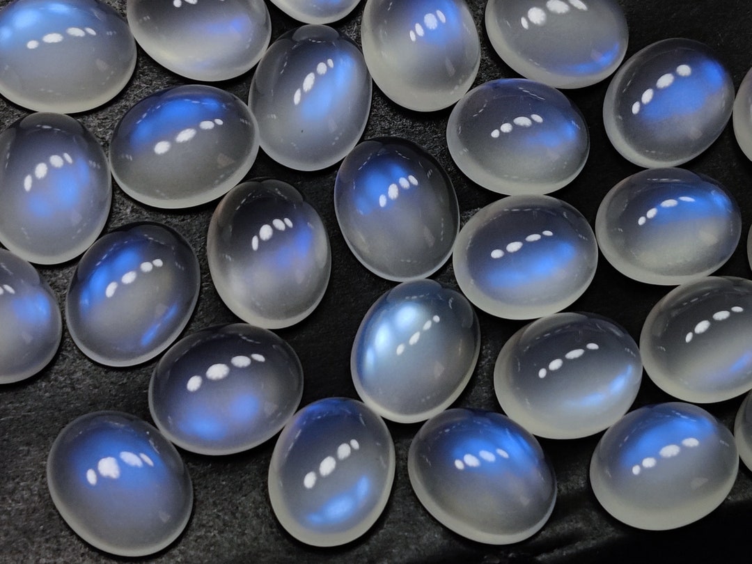 Natural Royal Blue Moonstone Cabochon: Oval Gemstone (9x11 M.M.) - Etsy