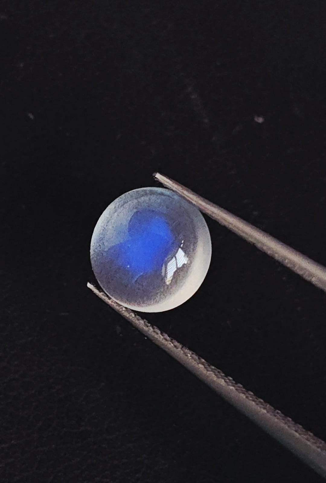 Natural Deep Blue Fire Milky Rainbow Moonstone Cabochon Gemstone 8.05x8 ...