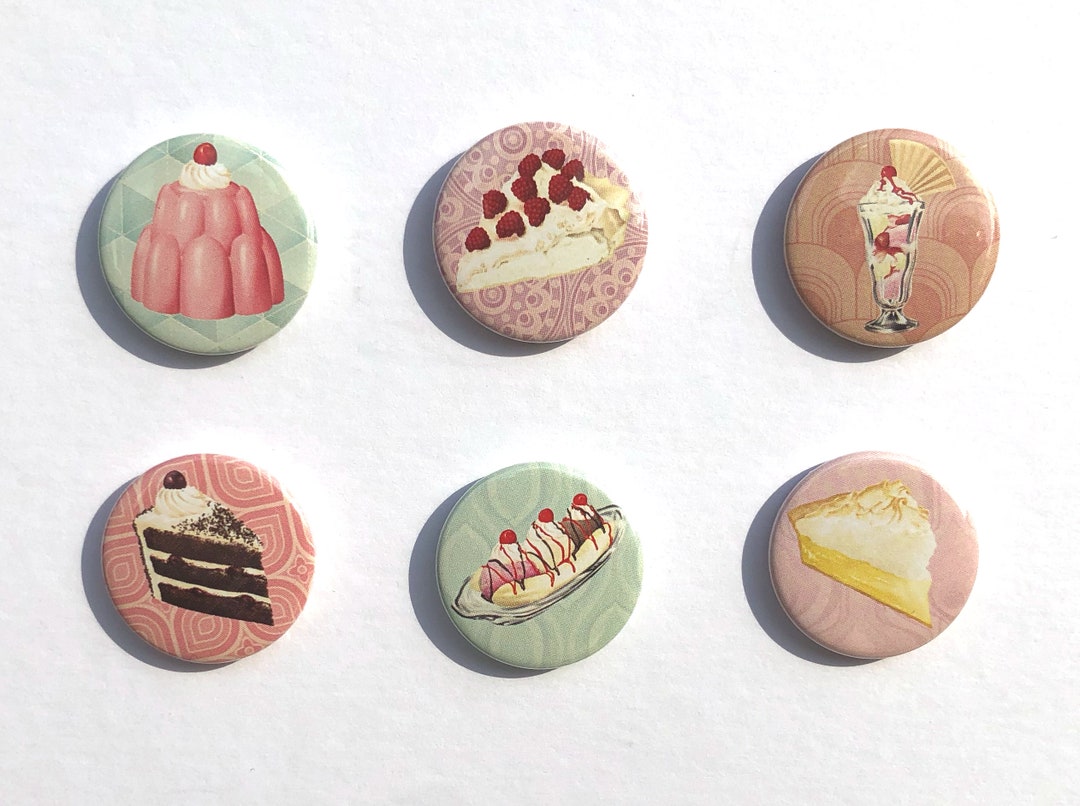 Cake Badge Set Set of 6 Badges Pinback Button Badge Set - Etsy