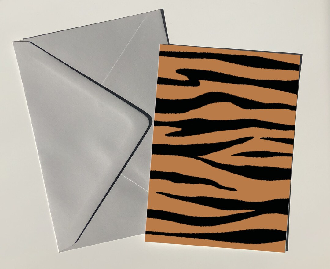 Tiger Print Postcard and Envelope Animal Pattern Postcard - Etsy