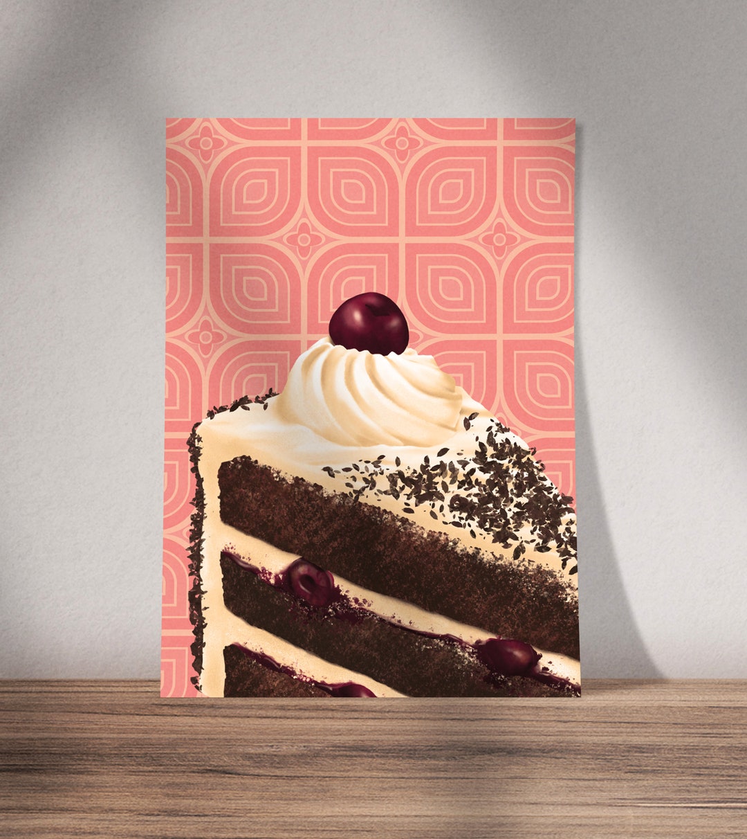 Black Forest Gateau Print | Cake Wall Art | A4 Kitchen Wall Print - Etsy
