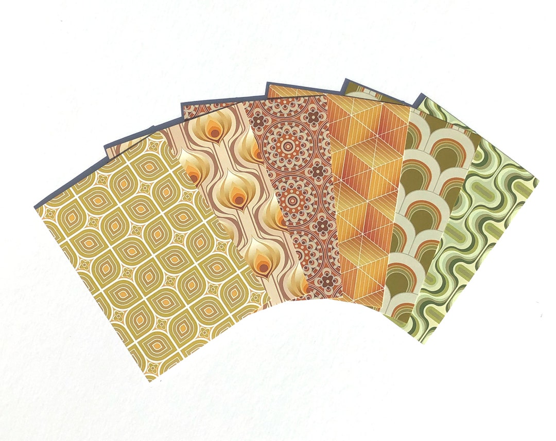 Geometric Wallpaper Mini Prints | Set of 6 Patterned Postcards | Retro ...
