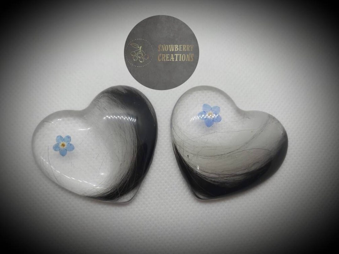 Memorial Heart Containing Hair and Forget Me Not, Pet Hair, Keepsake ...